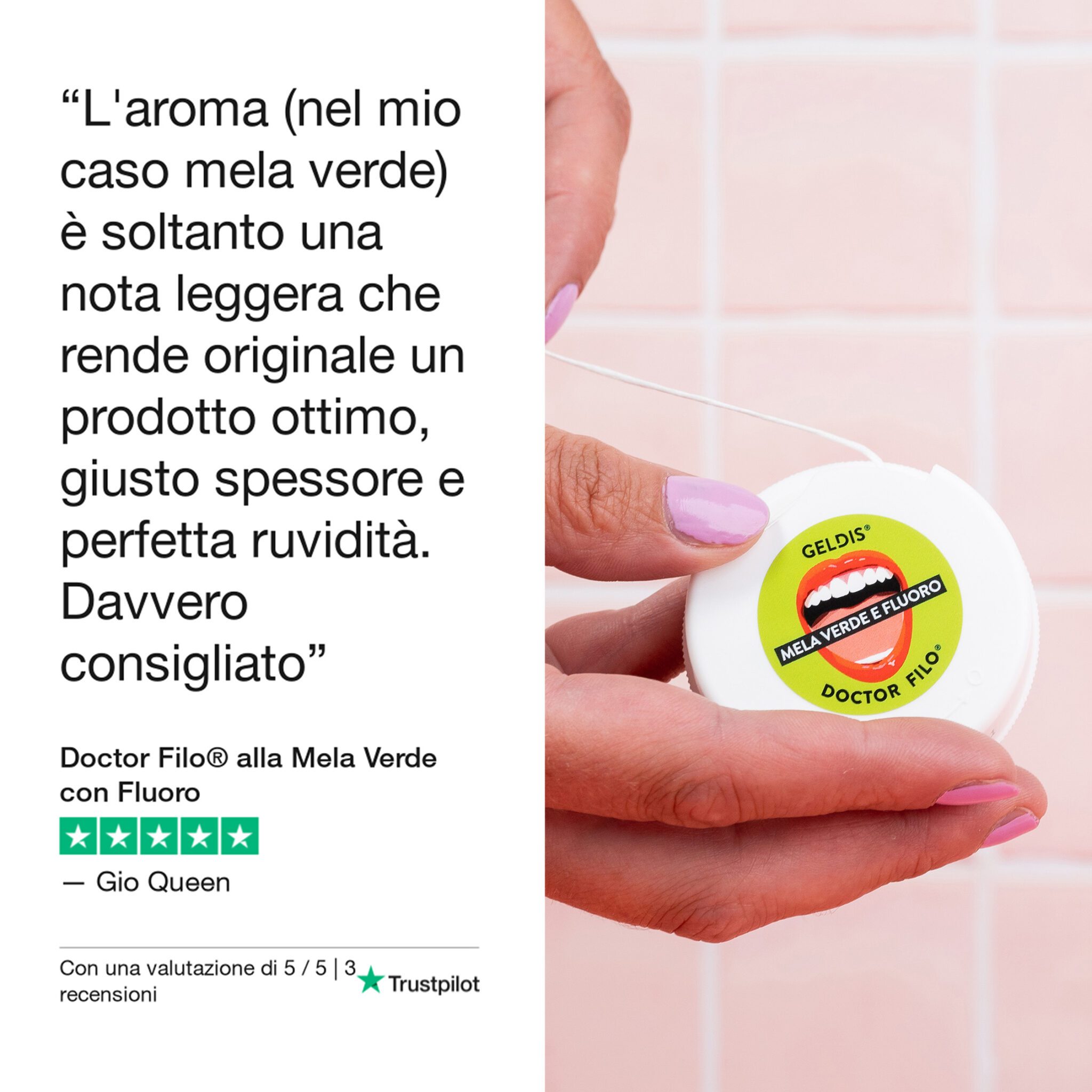 Filo interdentale espandibile alla Mela Verde con Fluoro